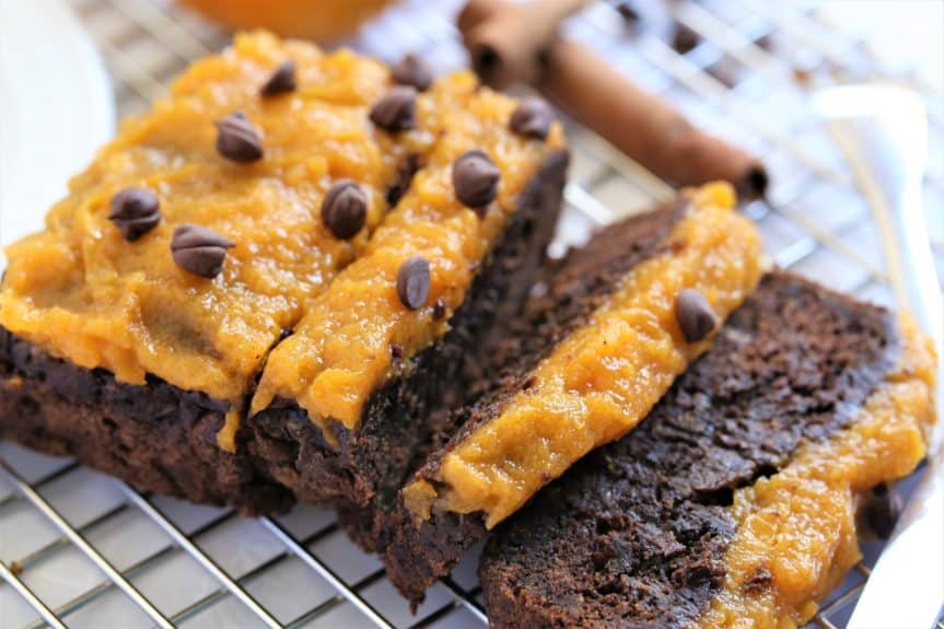Chocolate Tea Cake With Whipped Persimmon. Vegan, gf and dairy free.