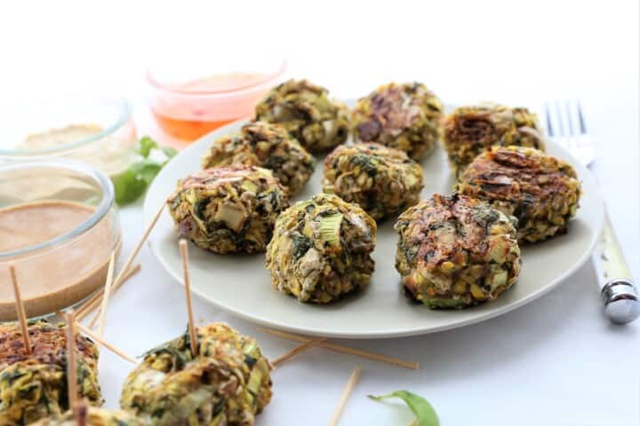 Zucchini Balls are perfect for a snack or appetizer. Vegan, gf, dairy free.