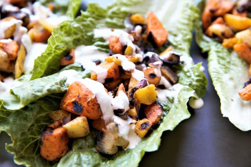 Roasted Vegetable Lettuce Wraps, light, fresh and healthy. 30 min.