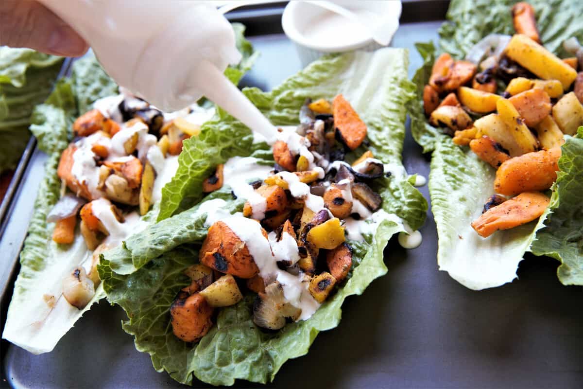 Roasted Vegetable Lettuce Wraps, light, fresh and healthy. 30 min.
