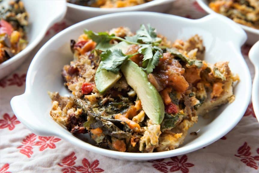 MexiCali Quiche. One pan, vegetarian breakfast, gluten, dairy free. Yum!