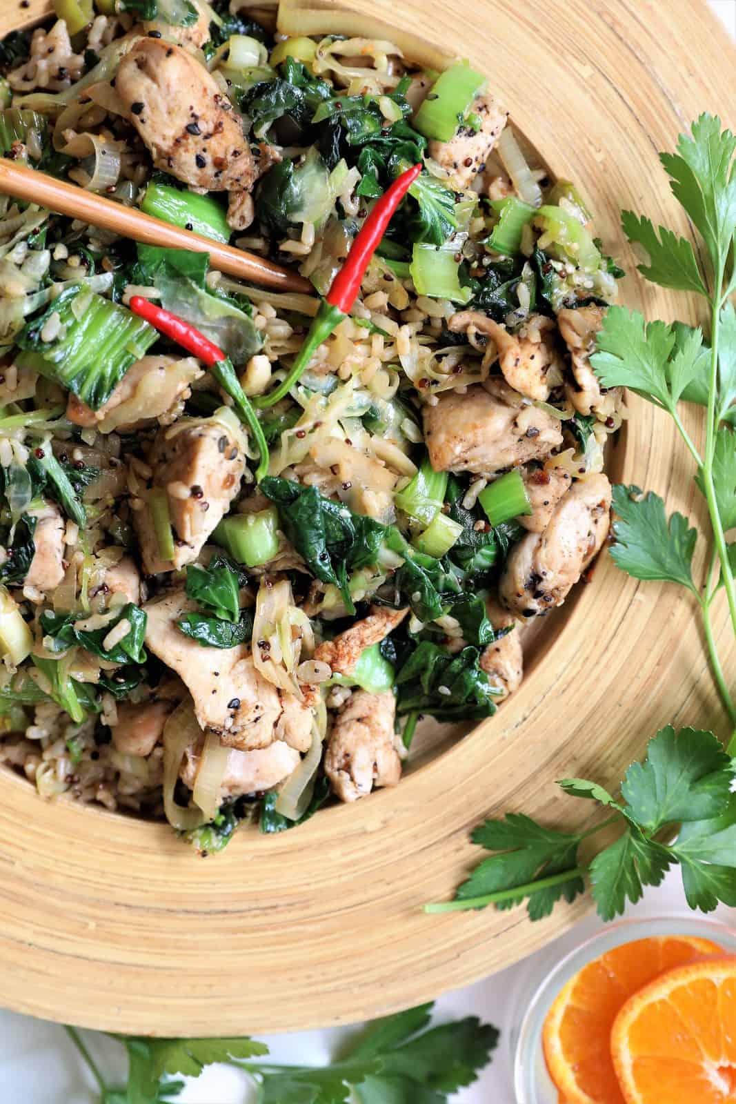 Chicken Fried Rice And Greens - Green Scheme